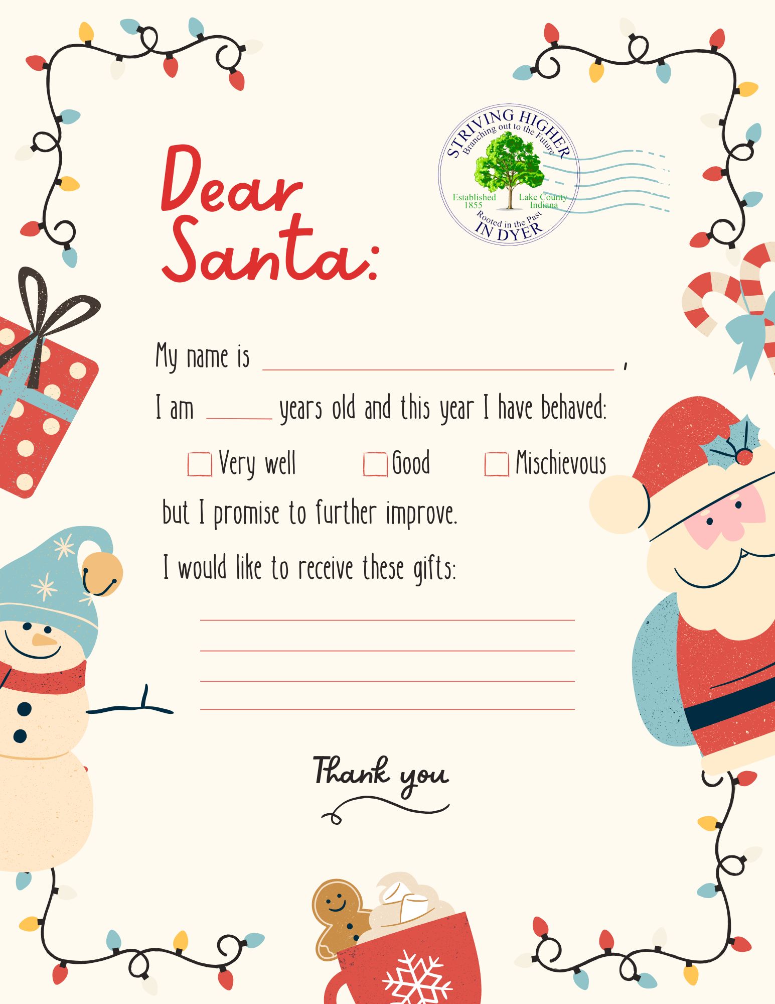 Letters from Santa - Town of Dyer